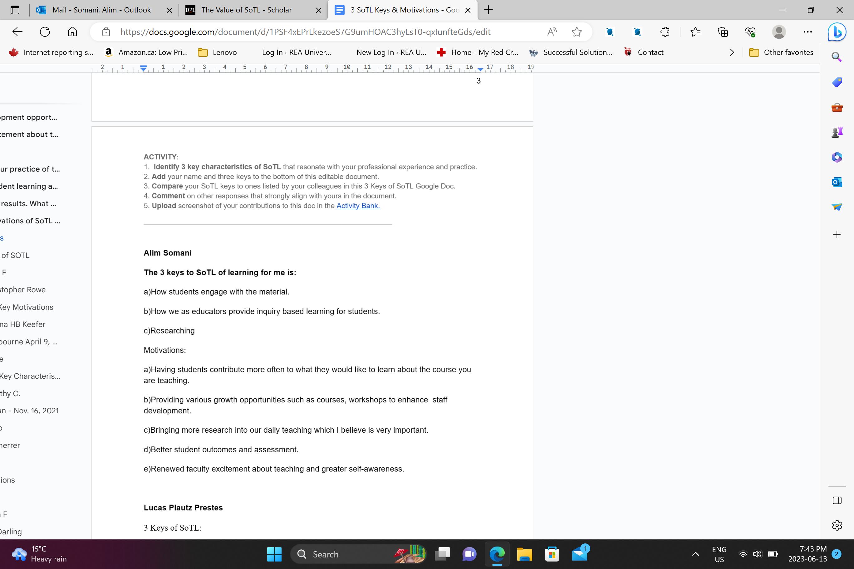 My response | Extend Activity Bank